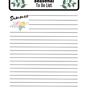 Seasonal to Do List Planner PDF Print - Etsy
