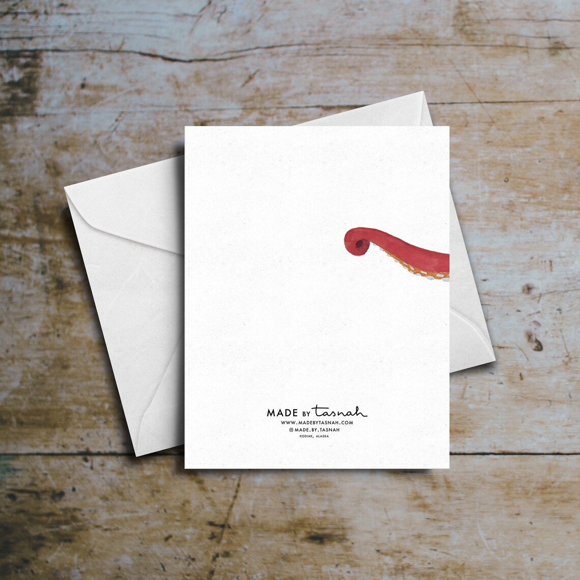 Octopus Wrap-around Watercolor Greeting Card - Etsy