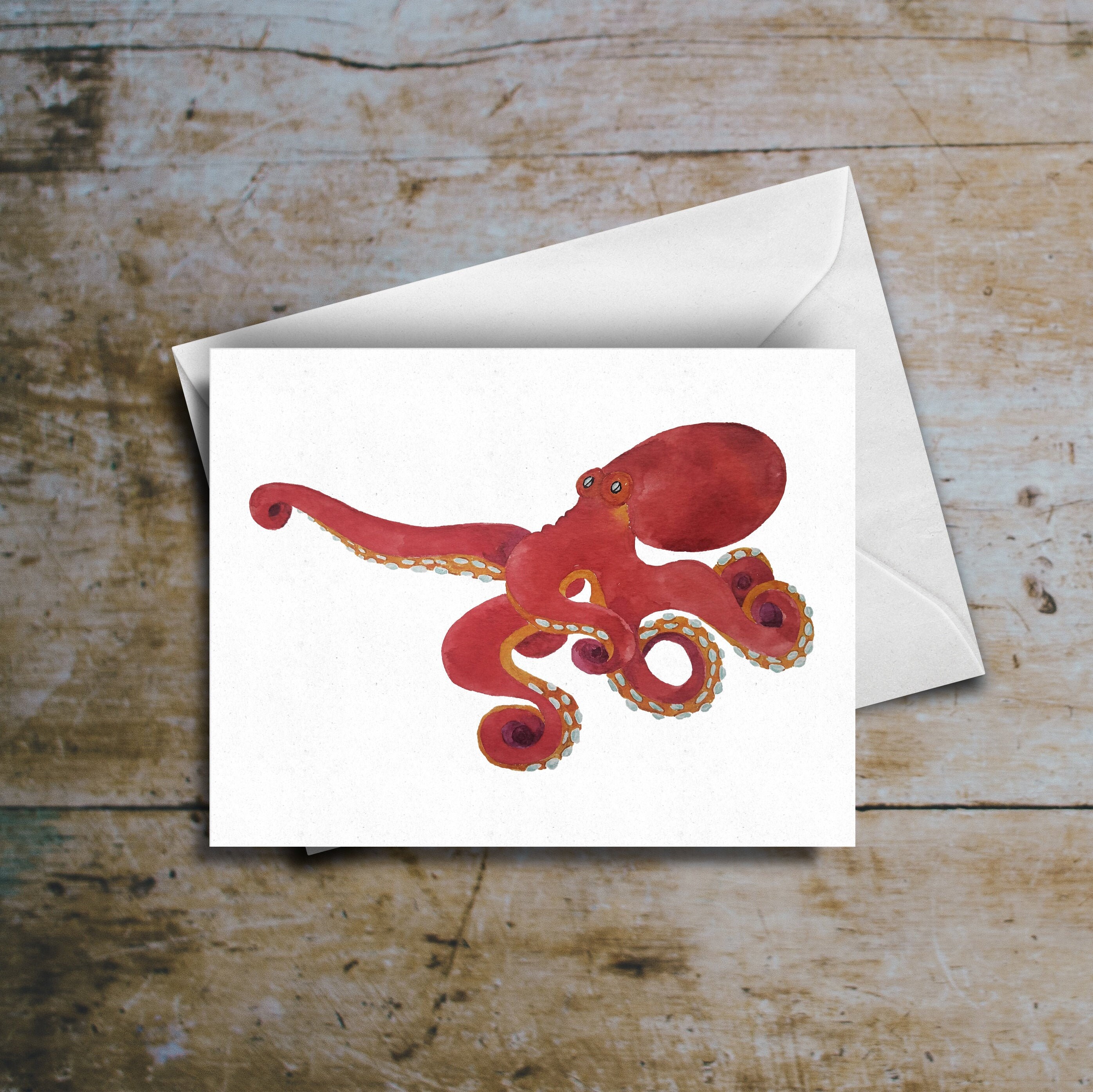 Octopus Watercolor Greeting Card - Etsy