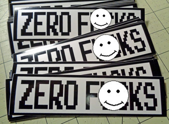 Vinyl Bumper Sticker Zero Fks | Etsy
