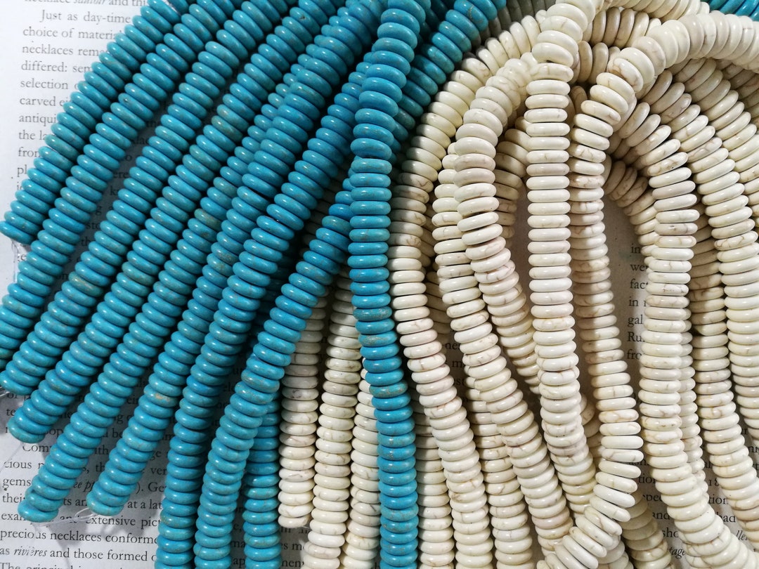10mm Turquoise Heishi Beads, Turquoise Disc Beads, Turquoise Spacer ...