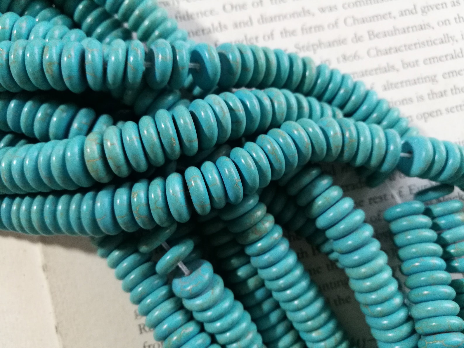 10mm Turquoise Heishi Beads, Turquoise Disc Beads, Turquoise Spacer ...