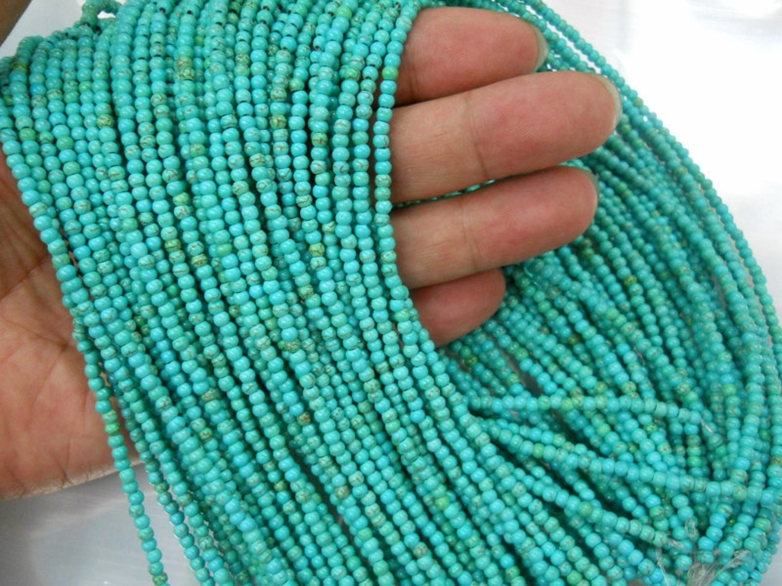 3mm Round Turquoise Stone Beads Howlite Beadslight Blue - Etsy