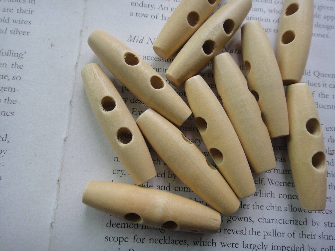 Wood Toggle Button Natural White Color 50mm 8 Beads - Etsy
