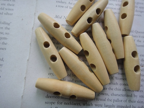 Wood Toggle Button Natural White Color 50mm 8 Beads | Etsy