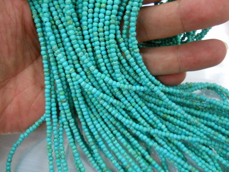 3mm Round Turquoise Stone Beads Howlite Beadslight Blue - Etsy