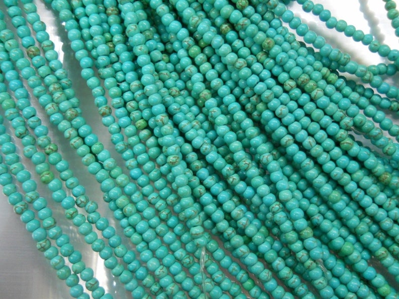 3mm Round Turquoise Stone Beads Howlite Beadslight Blue - Etsy