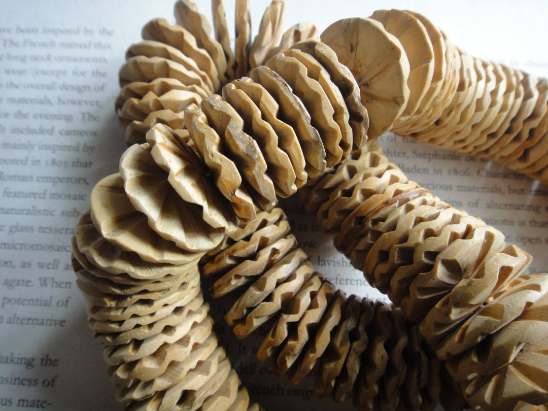 Natural Tan Color, 25mm Coconut Heishi Beads, Texture Craved, 15.5 Inch ...