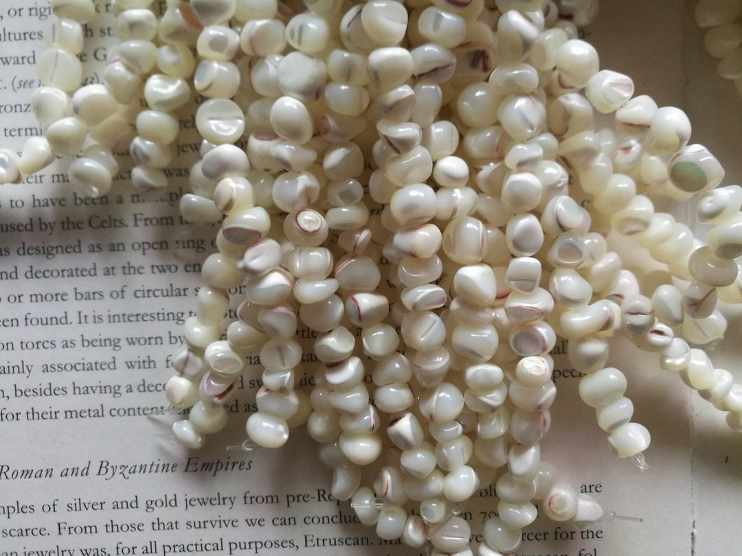 MOP Shell Near Round Freeform Nugget Beads, Sea Shell Nugget Beads, 7mm ...