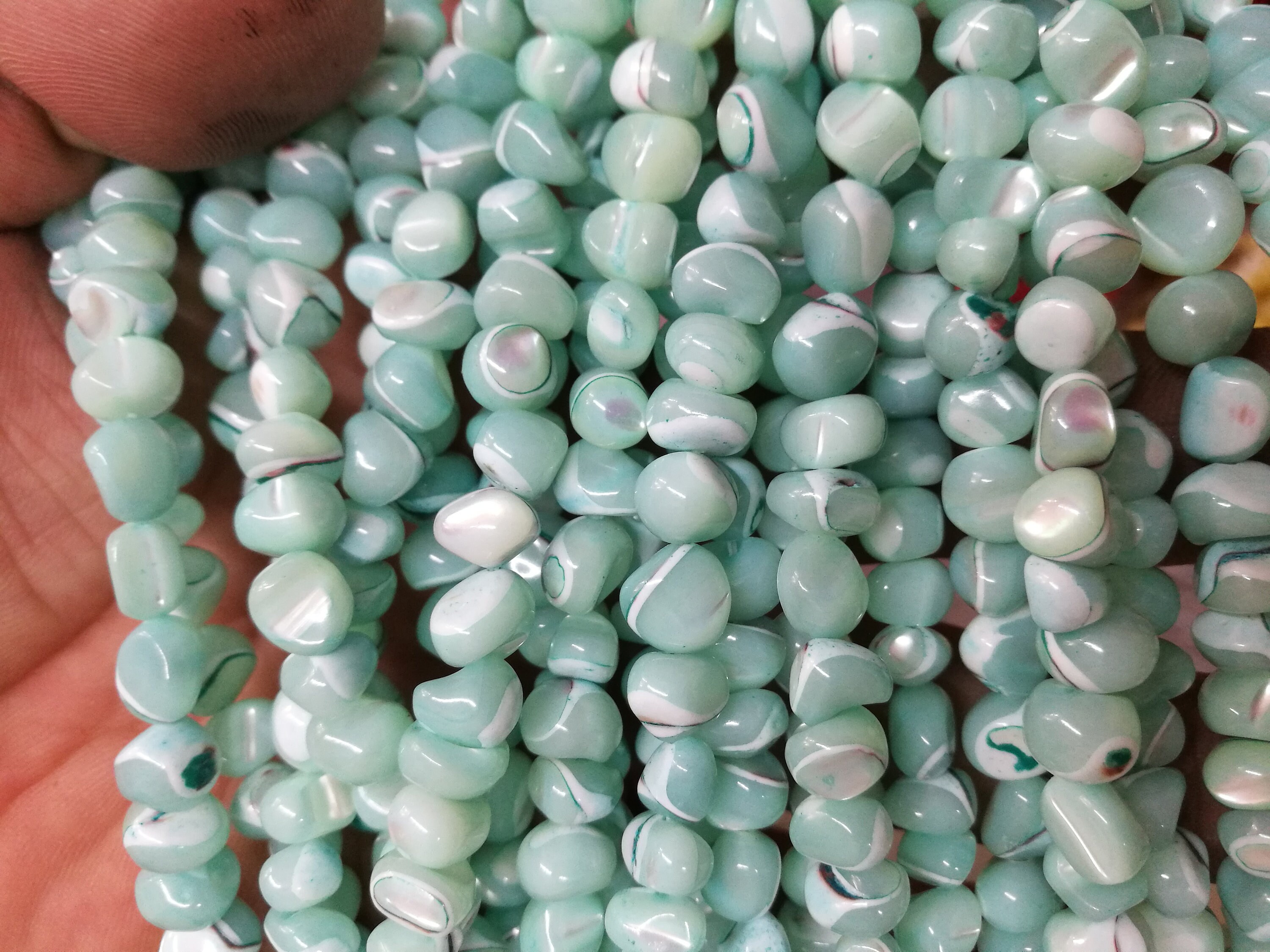 Free Form Shell Beads, 5 Colors, Near Round Nugget Beads, Sea Shell ...