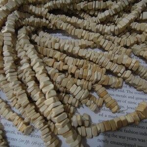 Tan Color, Square Heish Beads, 7-8mm Natural Coconut Shell Bead, 15.5 ...