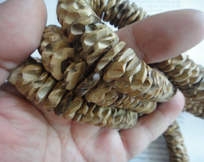 15mm Coconut Heishi Beads Texture Craved Natural Color 15.5 - Etsy