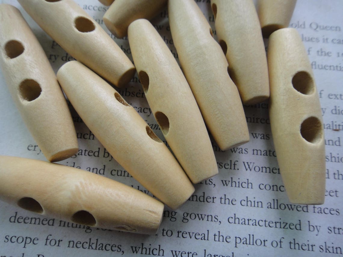 Wood Toggle Button Natural White Color 50mm 8 Beads | Etsy