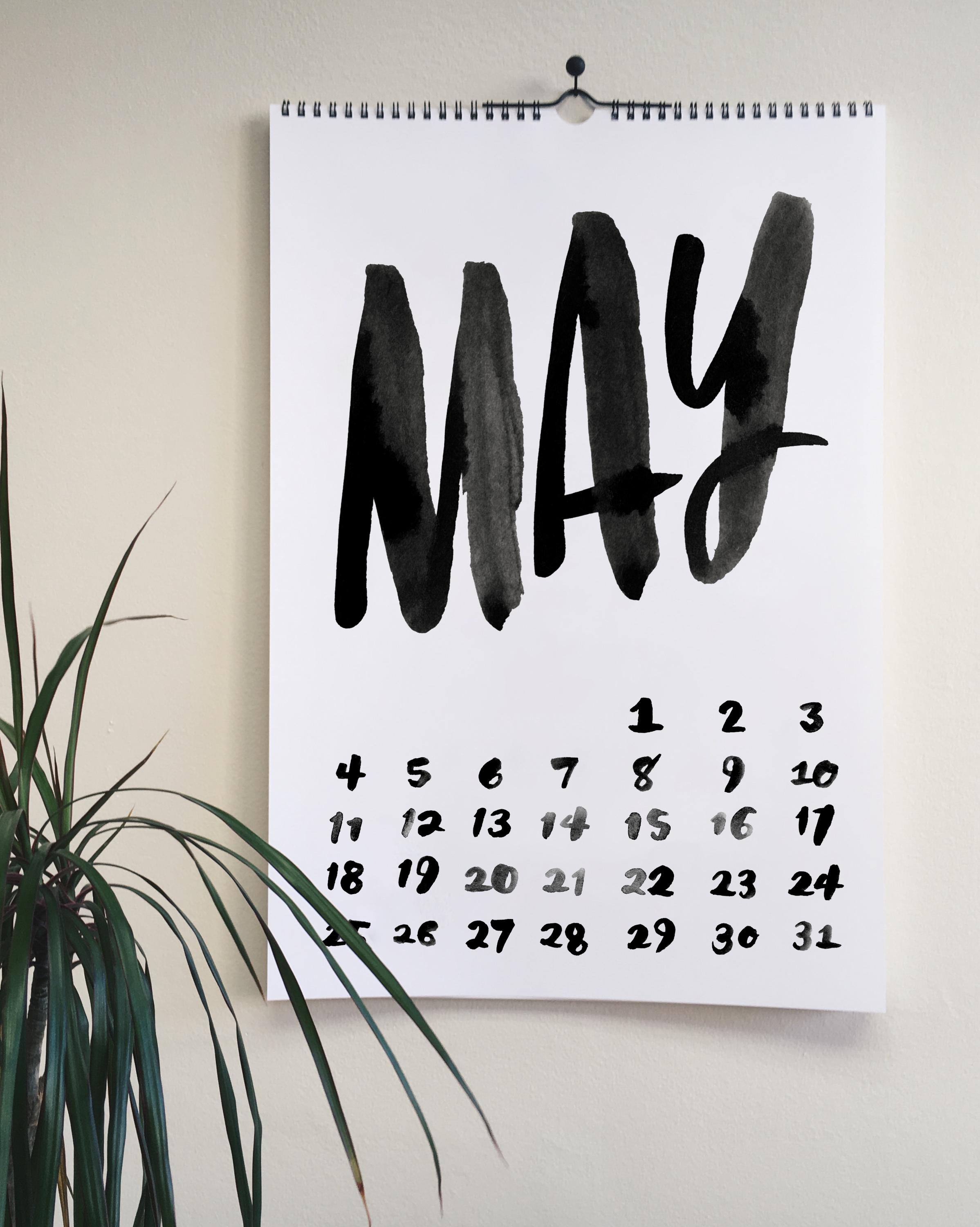 Black Strokes Calendar, 2025 Calendar, Black and White Calendar, Black ...