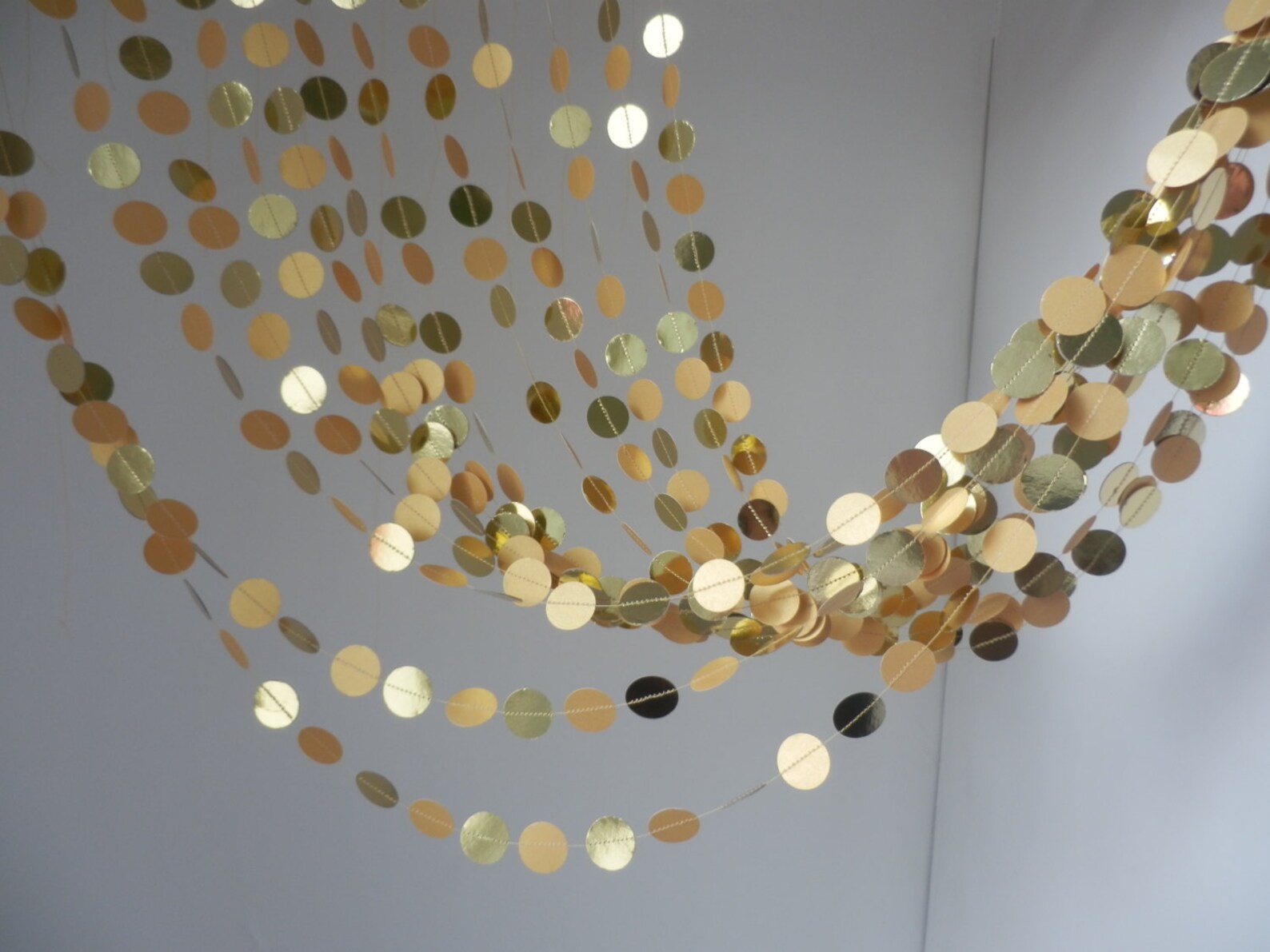 Holiday Garland, Gold Holiday Decor Garland, Shimmer Gold Circle ...
