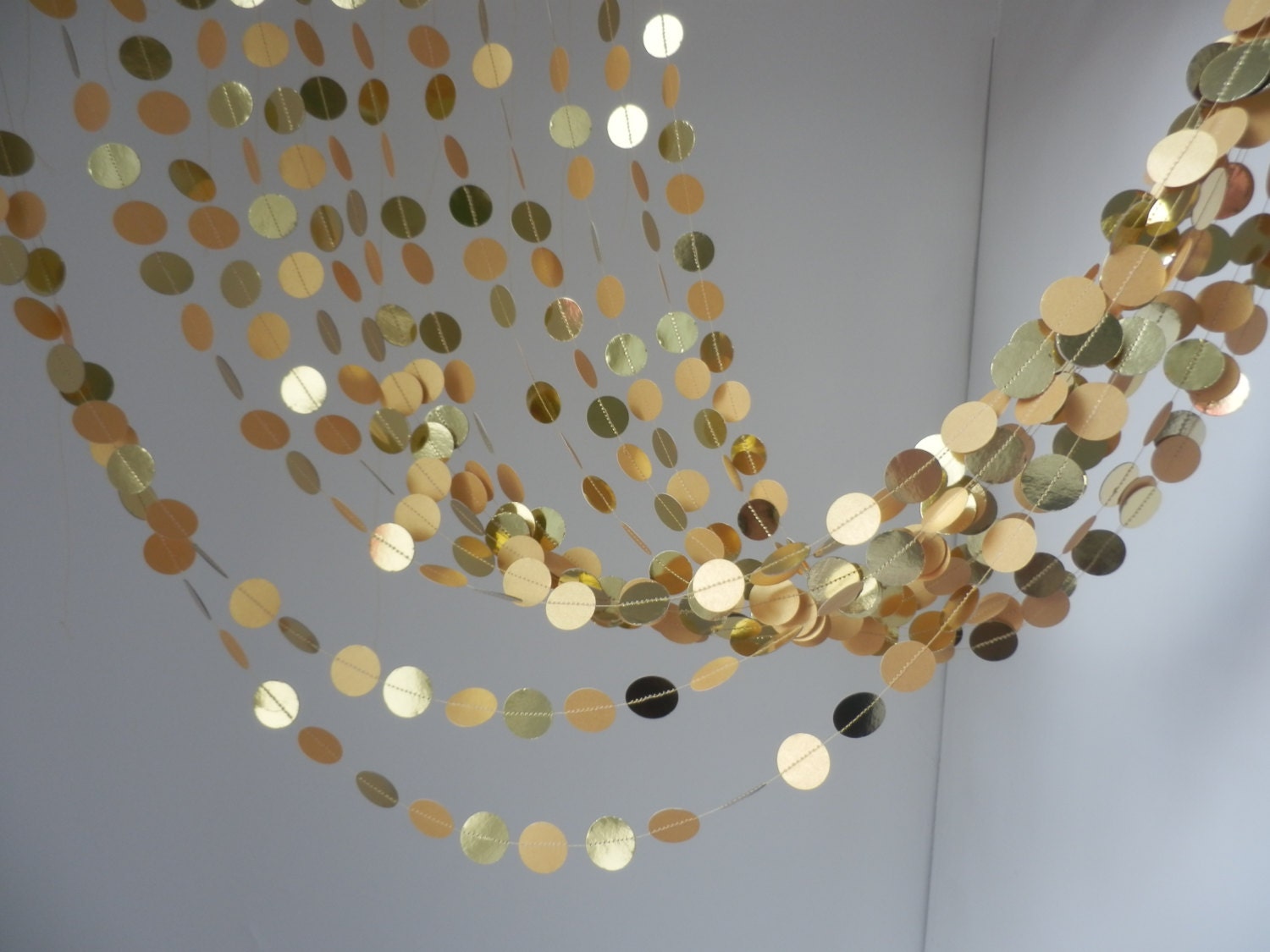 Holiday Garland, Gold Holiday Decor Garland, Shimmer Gold Circle ...