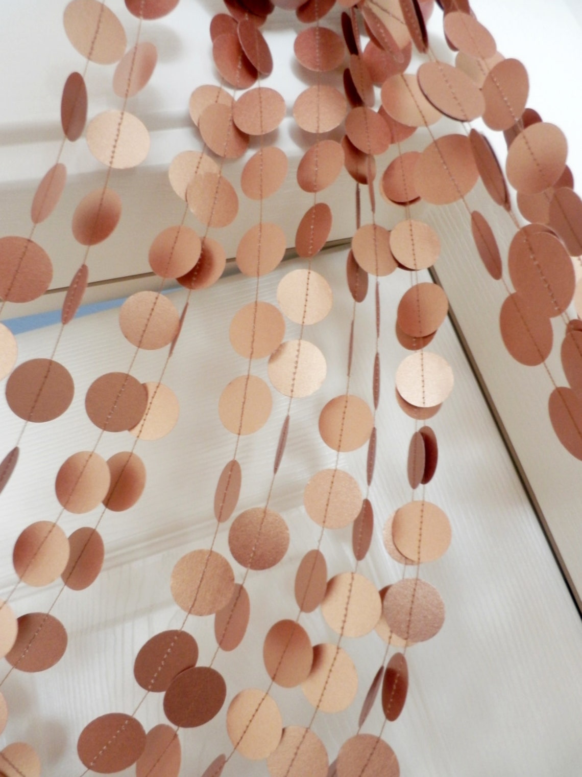 Copper Holiday Garland, Copper Garland, Shimmer Copper Circle Garland ...