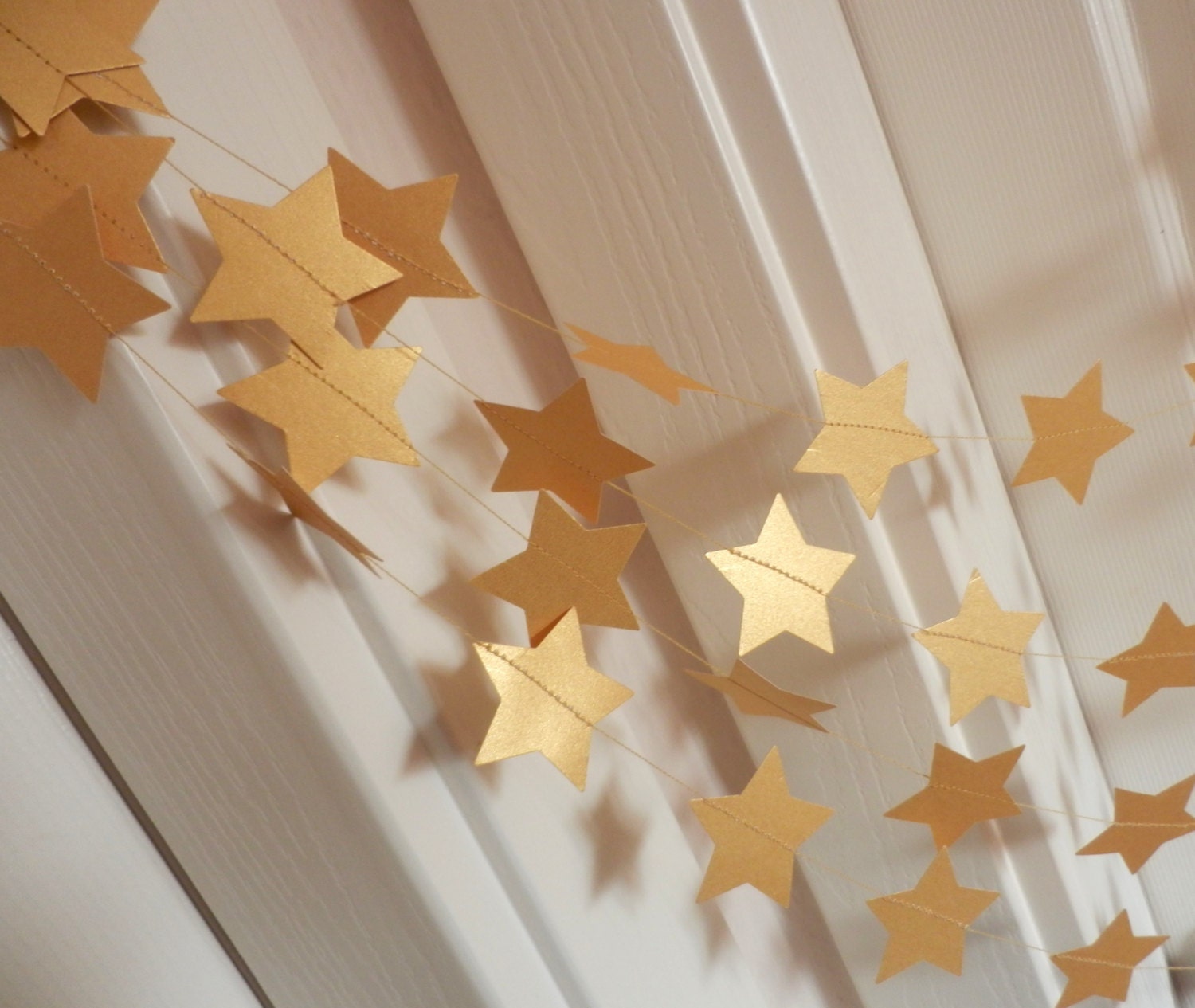 Holiday Garland, Shimmer Star Garland, Gold Garland, Rustic Wedding ...