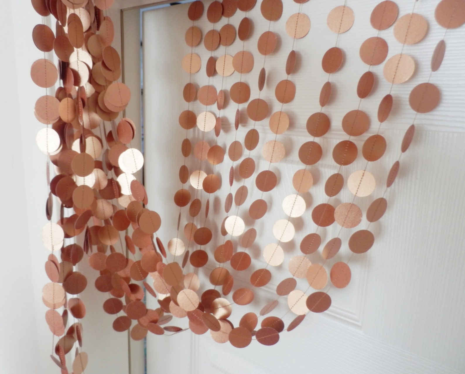 Copper Holiday Garland, Copper Garland, Shimmer Copper Circle Garland ...