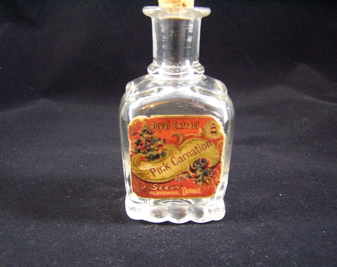 Vintage Glass Perfume Bottle Seely Perfumer Detroit Royal Extract Pink ...