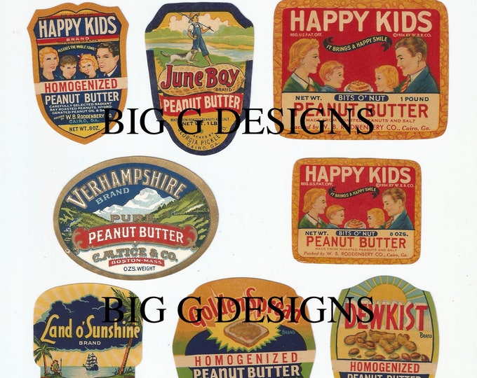 Vintage Peanut Butter Pickle Food Labels Digital Download Printable ...