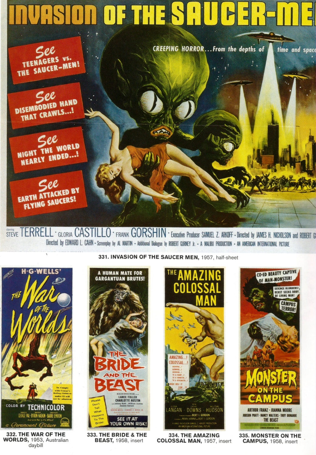Five Pages Vintage Horror Movie Posters Lobby Cards Digital - Etsy