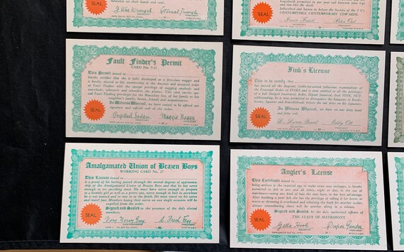 Memorabilia Lot of 12 vintage humorous arcade license cards vamp flirt ...