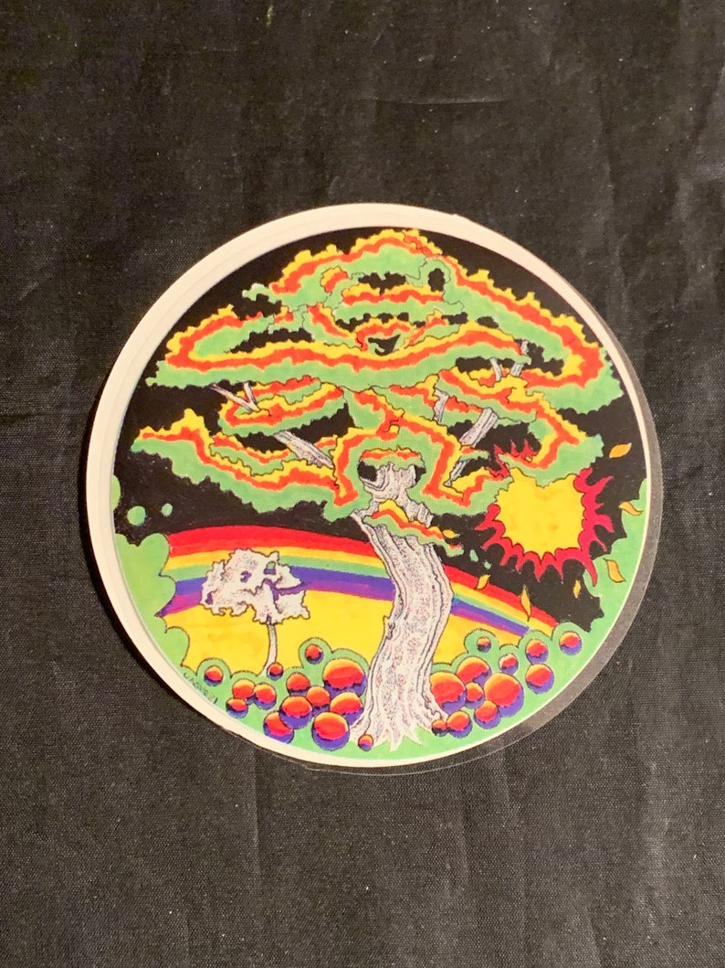 Vintage Grateful Dead Car Window Sticker Decal Psychedelic Rainbow Tree ...