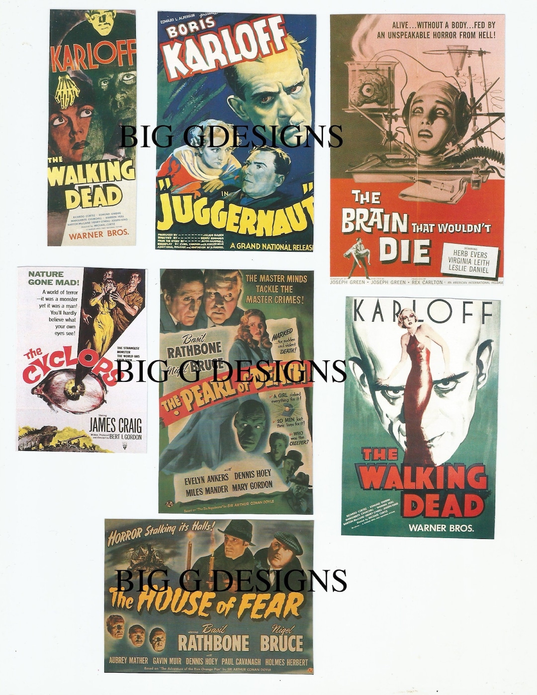 Four Pages Vintage Horror Scary Spooky Halloween Movies Digital ...
