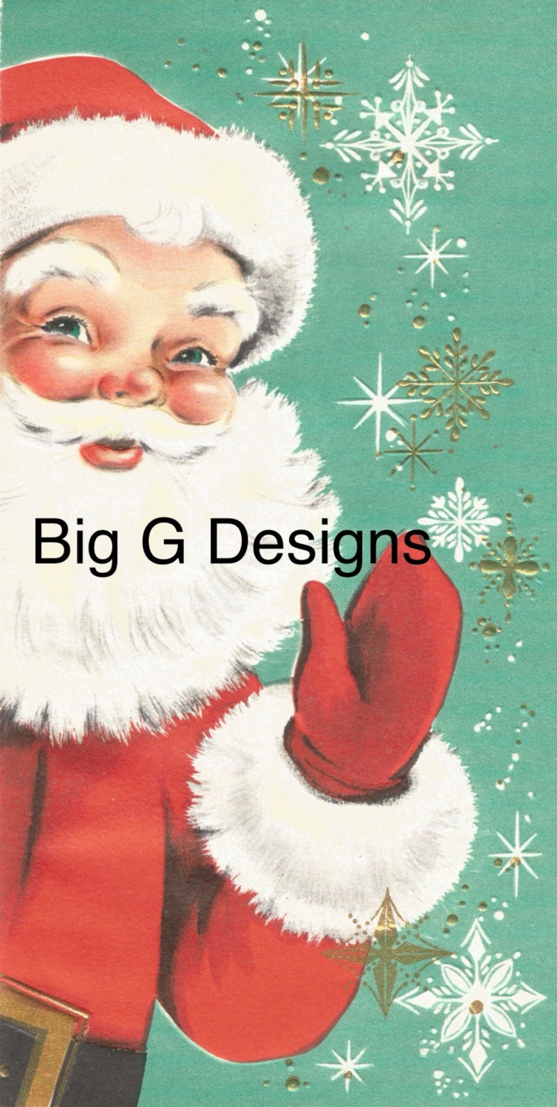 Vintage Retro Santa Claus Christmas Card Digital Download - Etsy
