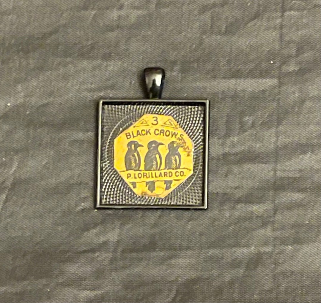 Vintage 3 Black Crows Tobacco Tag Bezel Pendant Necklace - Etsy