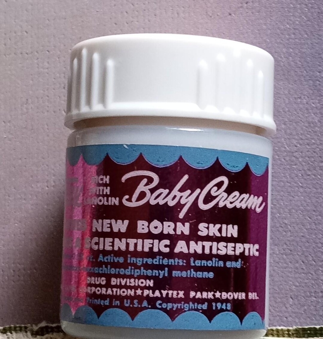 Vintage Playtex Baby Cream Milk Glass Jar From 1948 Promotional Sample ...