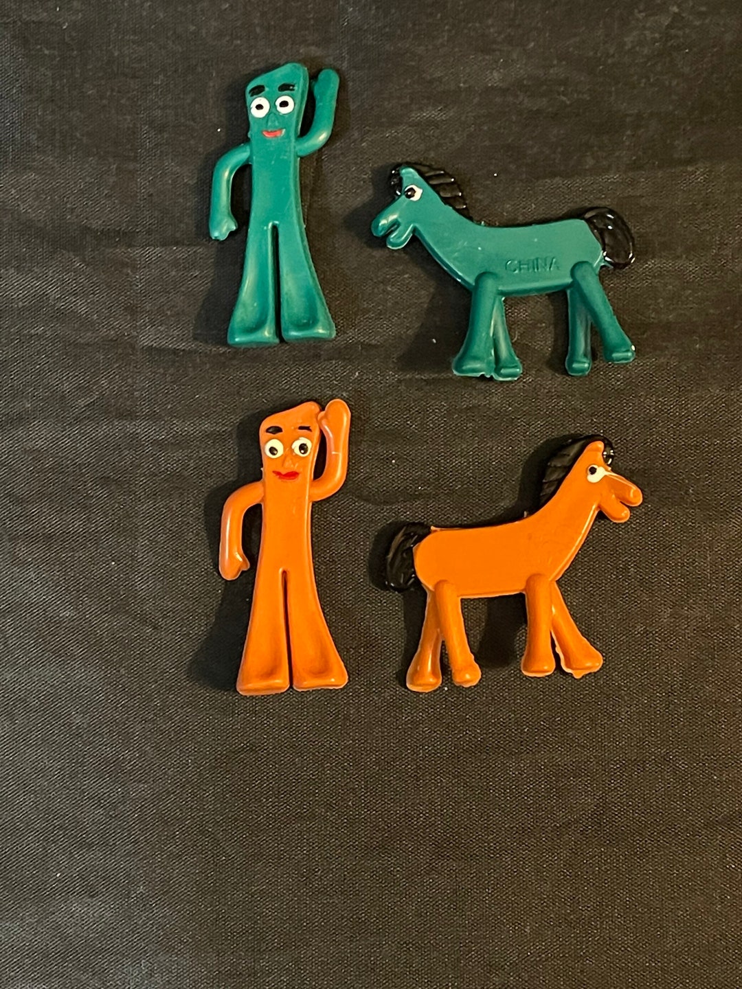 Four Vintage Miniature Green Orange Gumby and Pokey Gum Ball Machine ...