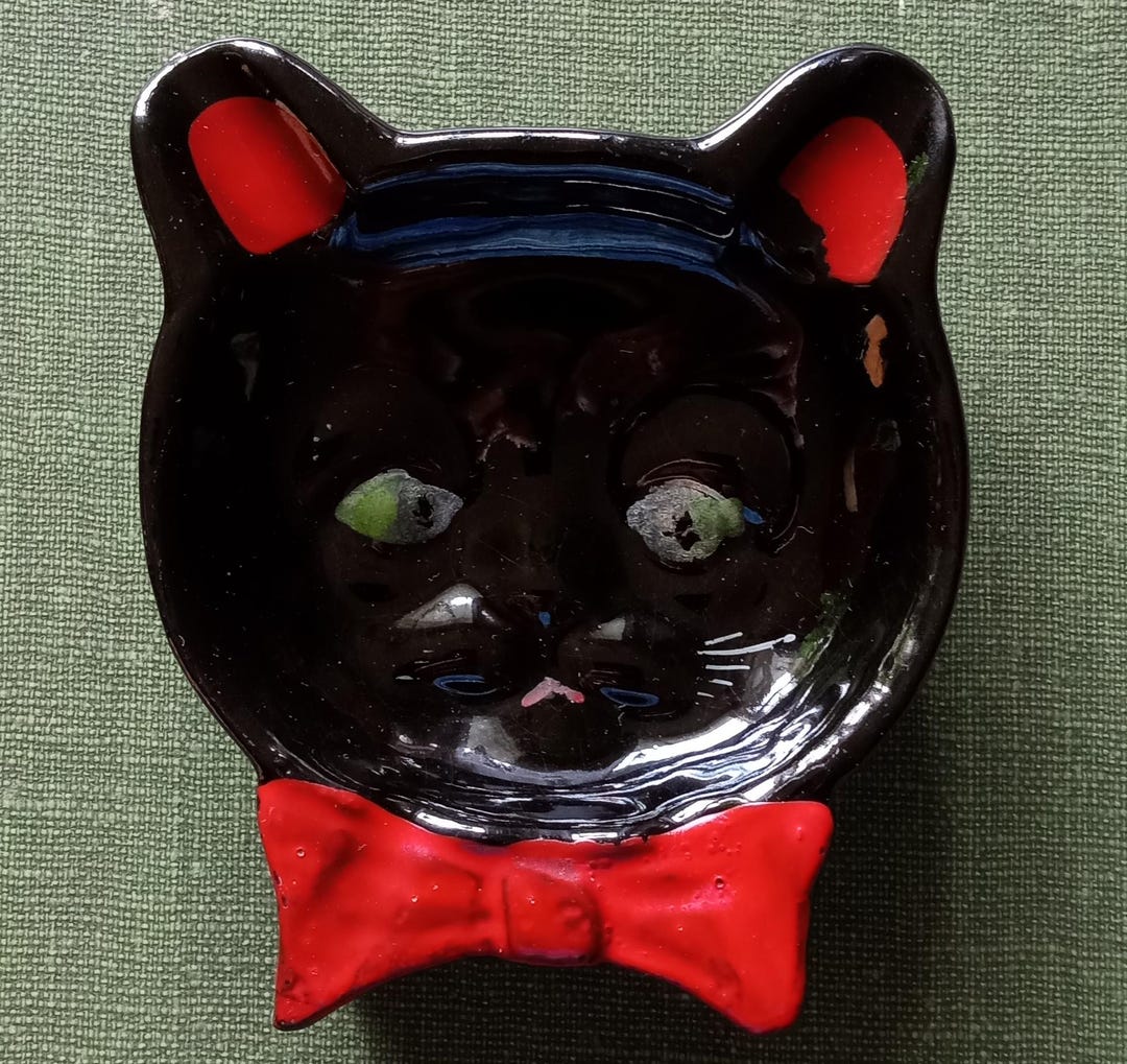 Vintage Black Cat Bow Tie Ashtray Made in Japan - Etsy