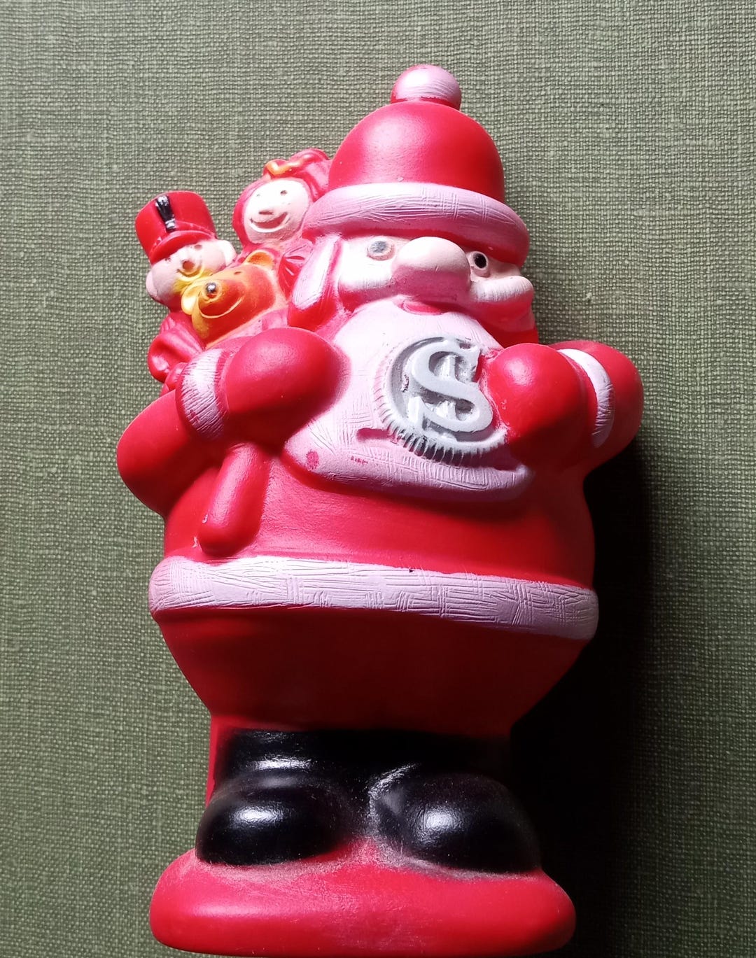 Vintage 1972 Christmas Club Rubber Santa Claus Piggy Bank Figurine A ...