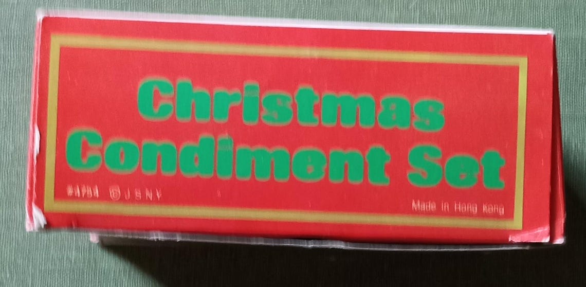 Vintage Plastic Christmas Condiment Set in Box Snowman Santa Mrs. Claus ...