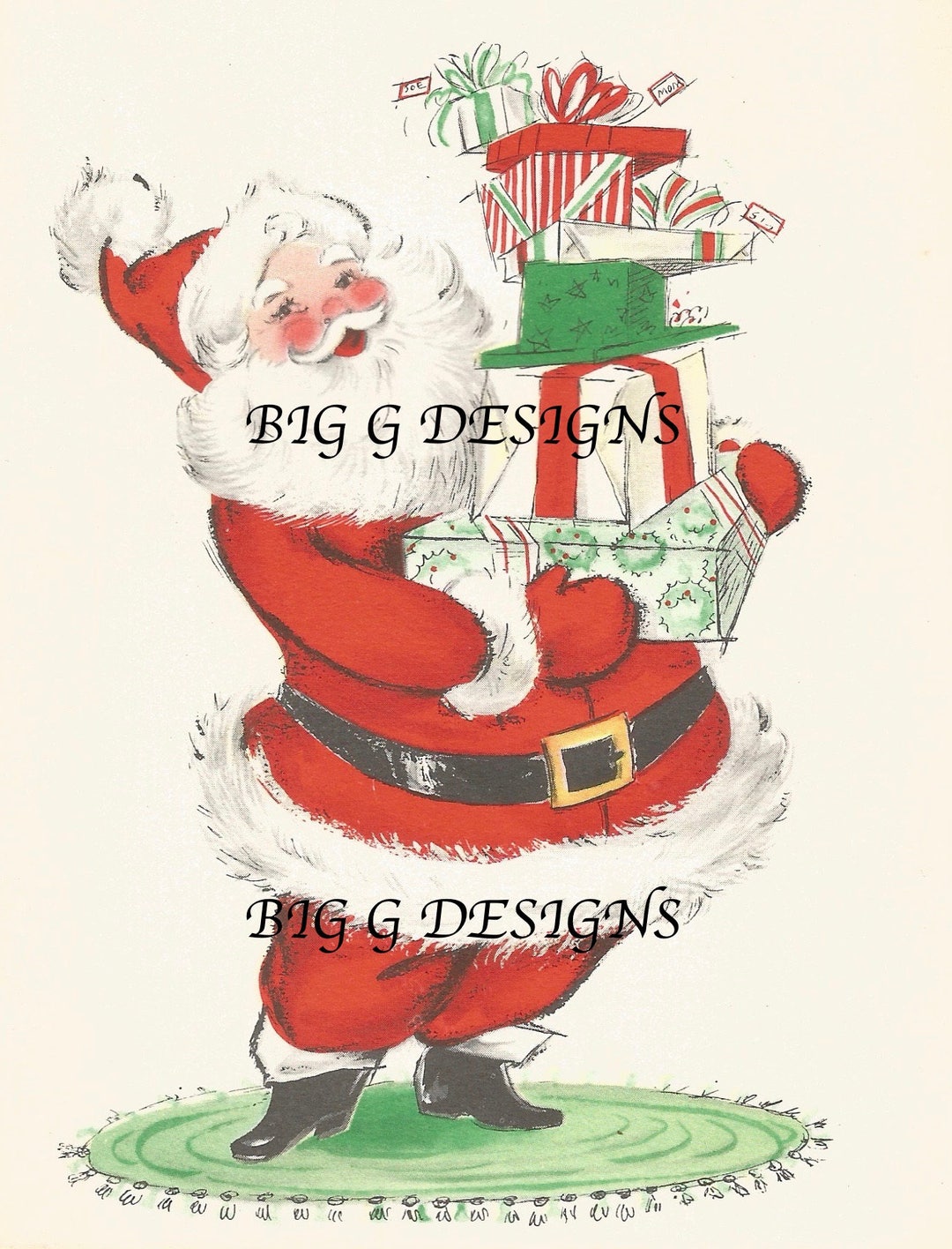 Vintage Santa Claus With Gifts Clip Art (digital Download) - Etsy