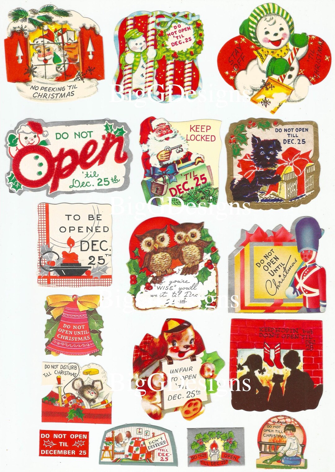 Vintage 'do Not Open Until Christmas' Stickers: Printable Digital ...