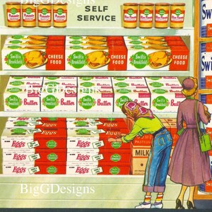 Vintage Toy Grocery Store Shelf: Diorama Background Printable (digital ...