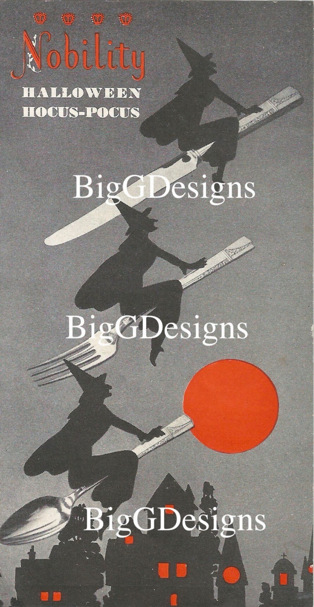 Vintage Halloween Witch Silverware Fork Spoon Ad Digital - Etsy