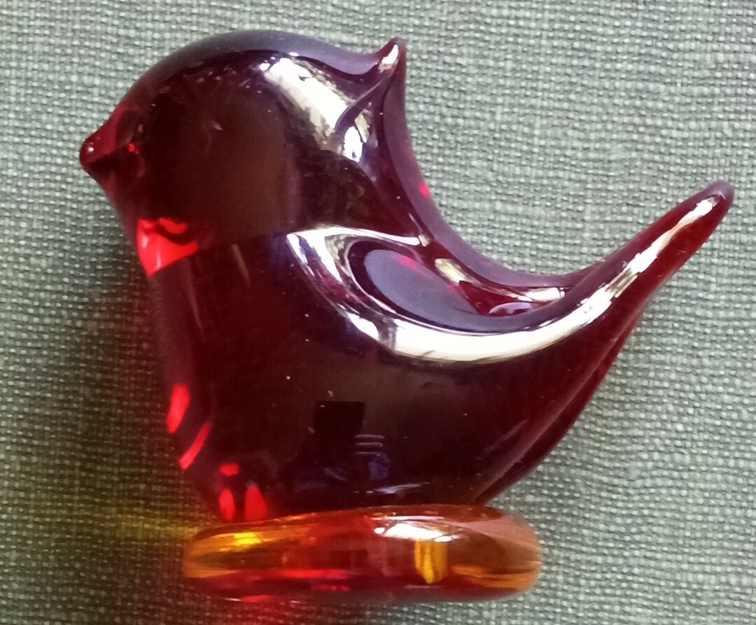 Vintage Red Glass Cardinal of Love Bird Figurine Signed W. Ward 1992 - Etsy