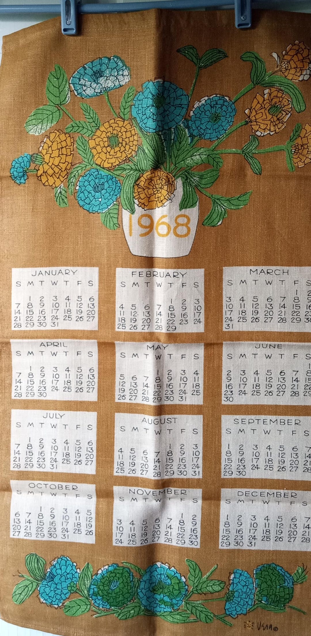 Vintage Vera Neumann Linen 1968 Calendar Tea Towel - Etsy