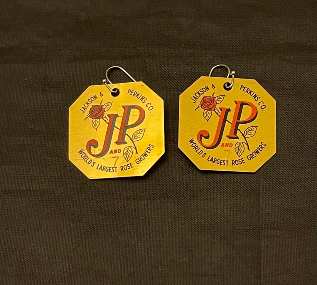 Vintage Jackson & Perkins Rose Tag Earrings 1967 Canadian Centennial ...