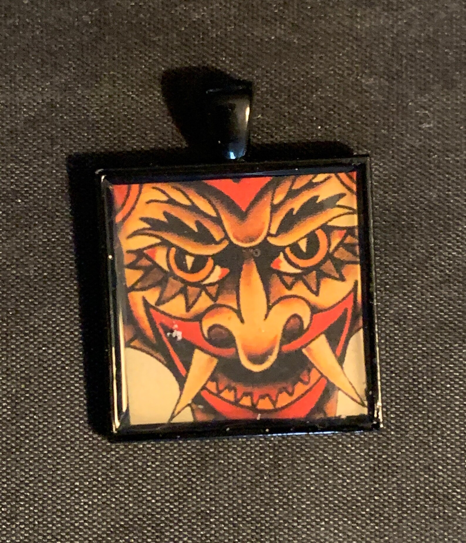 Sailor Jerry Devil Tattoo Bezel Necklace Pendant Etsy Sailor Jerry Devil Tattoo Bezel Necklace Pendant Etsy