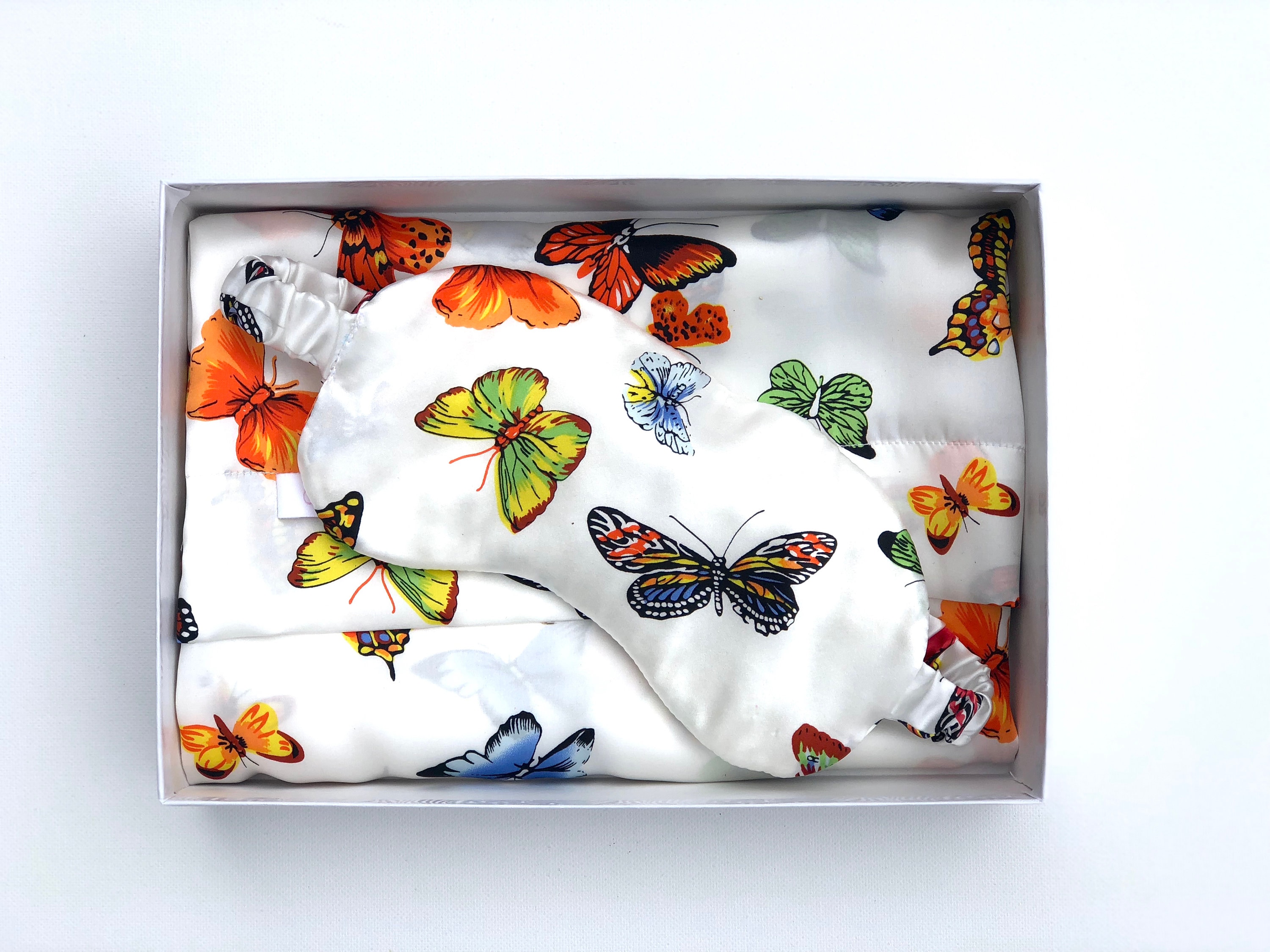 Butterfly Silk Pillowcase and Silk Sleepmask (orange Tones) - Etsy