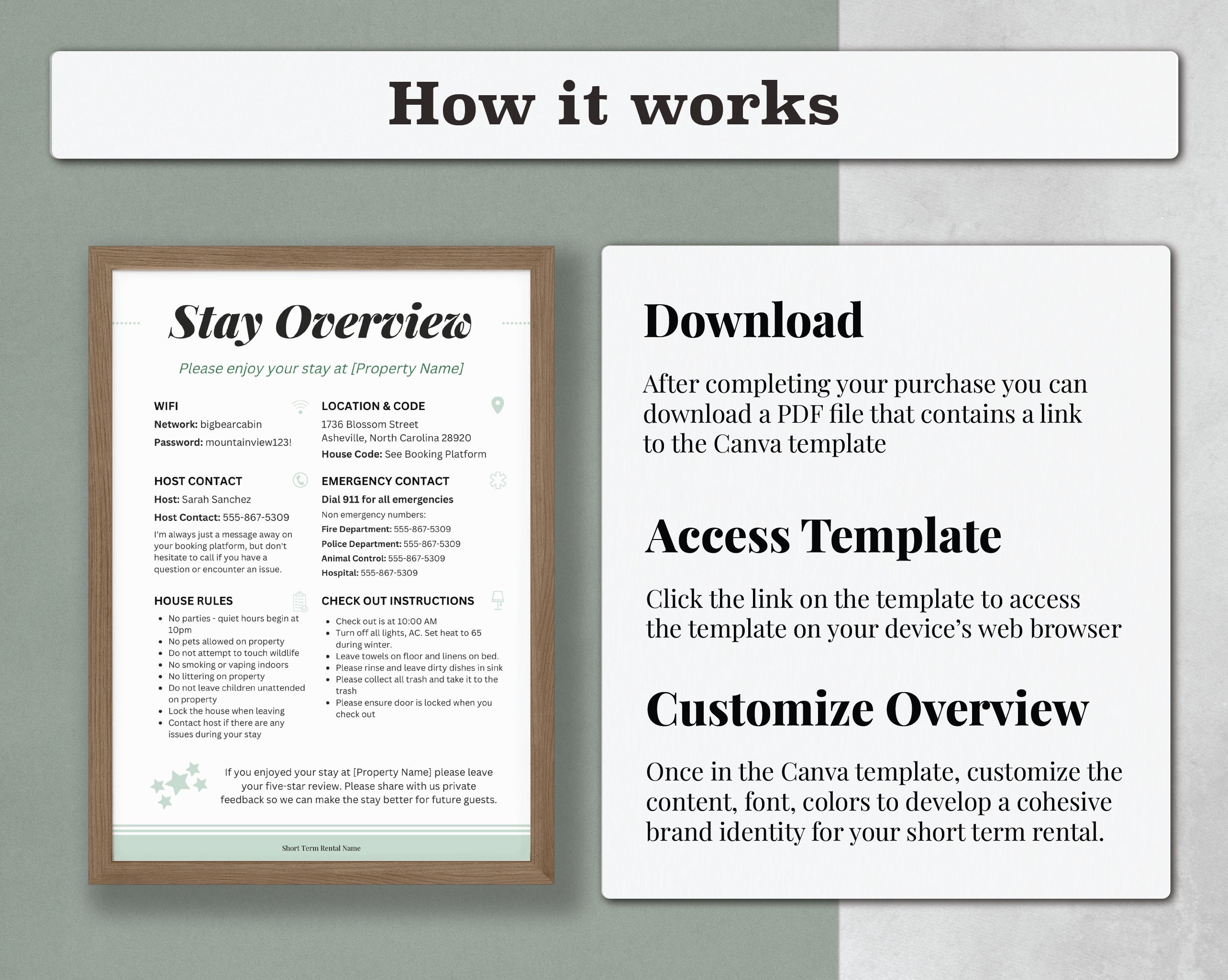 Airbnb Property Overview Sign | Welcome Sign for Guests | Printable ...