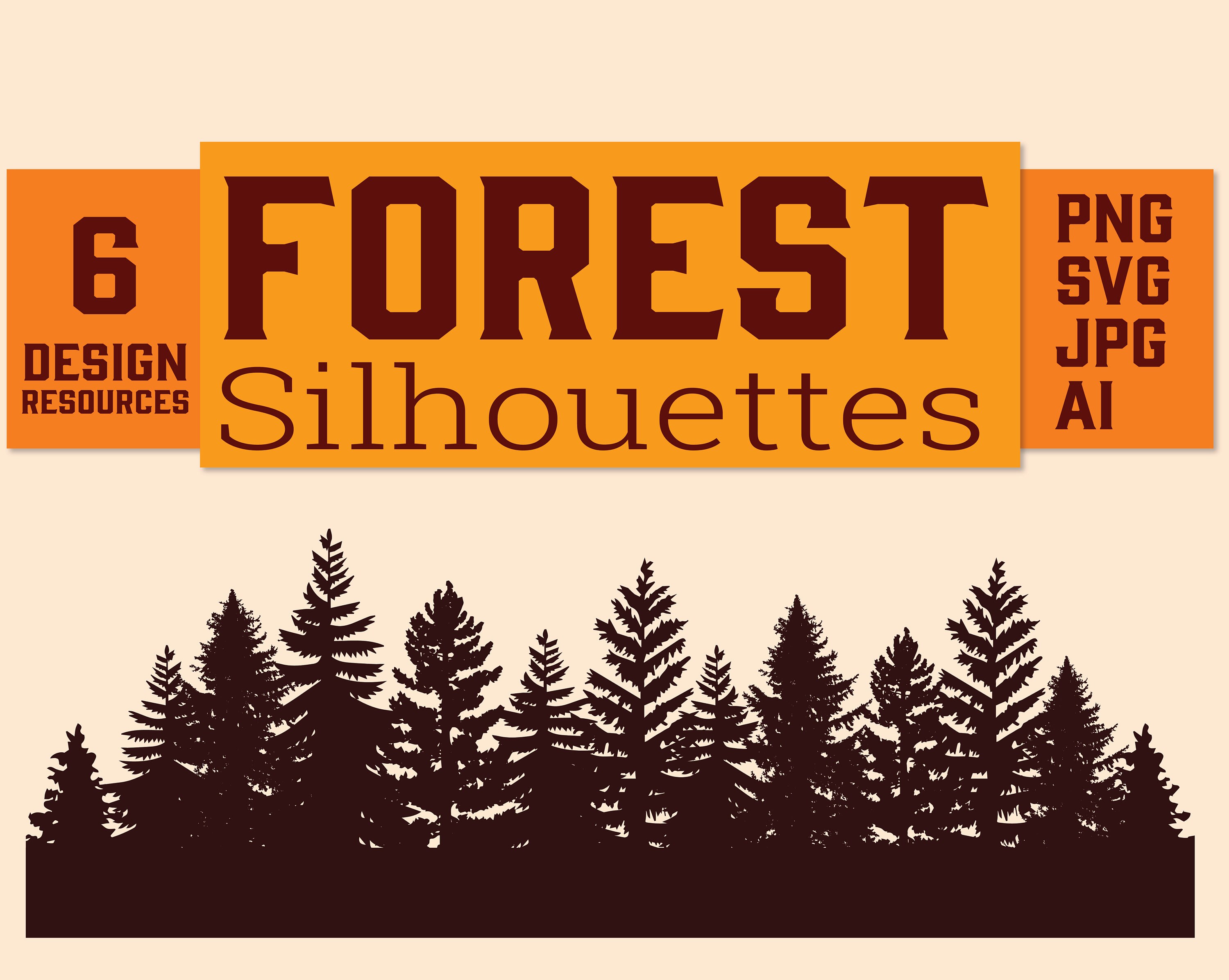 Forest Treeline Pack - AI, PNG, SVG Files for Cricut / Silhouette ...