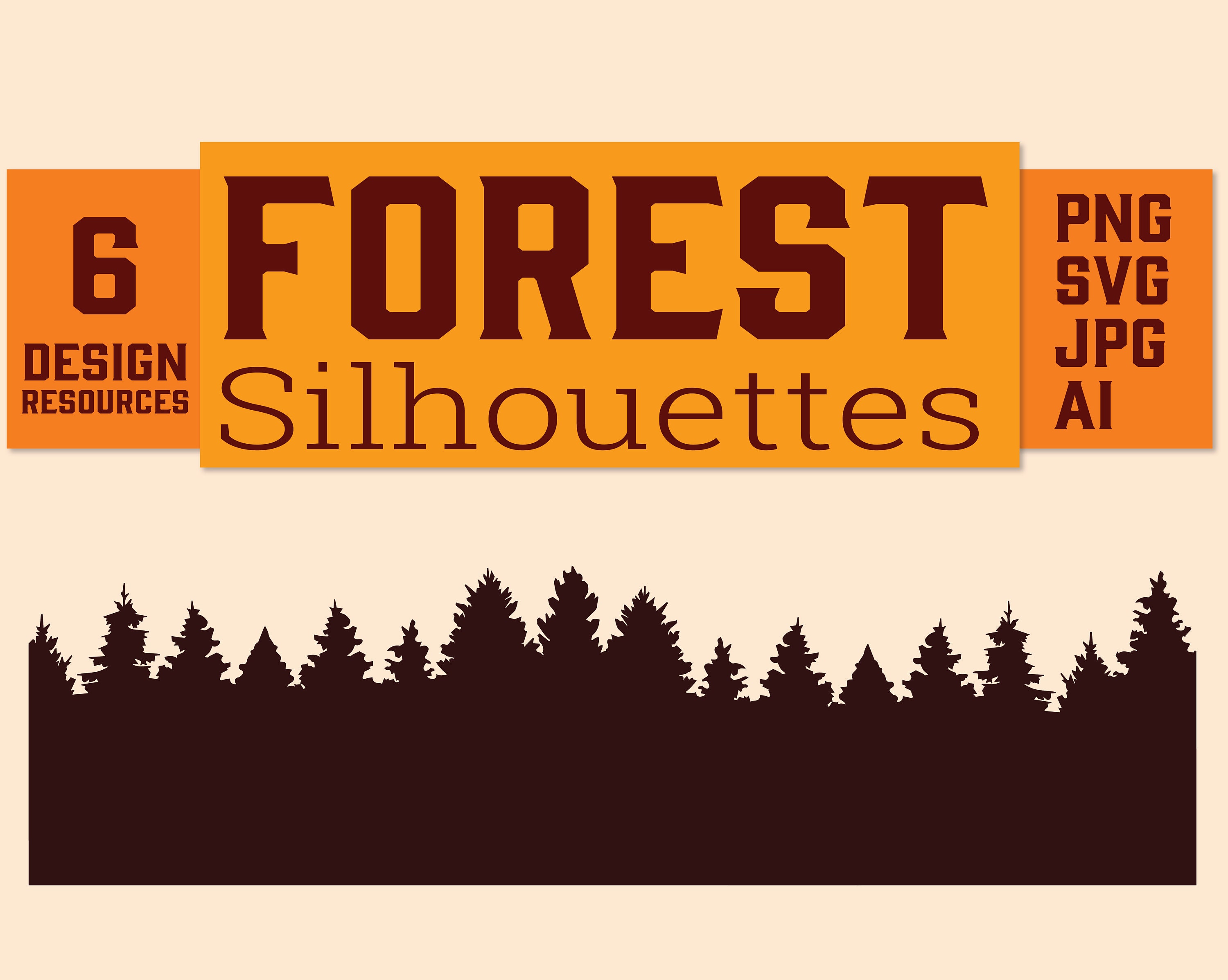 Forest Treeline Pack AI, PNG, SVG Files for Cricut / Silhouette, Design ...