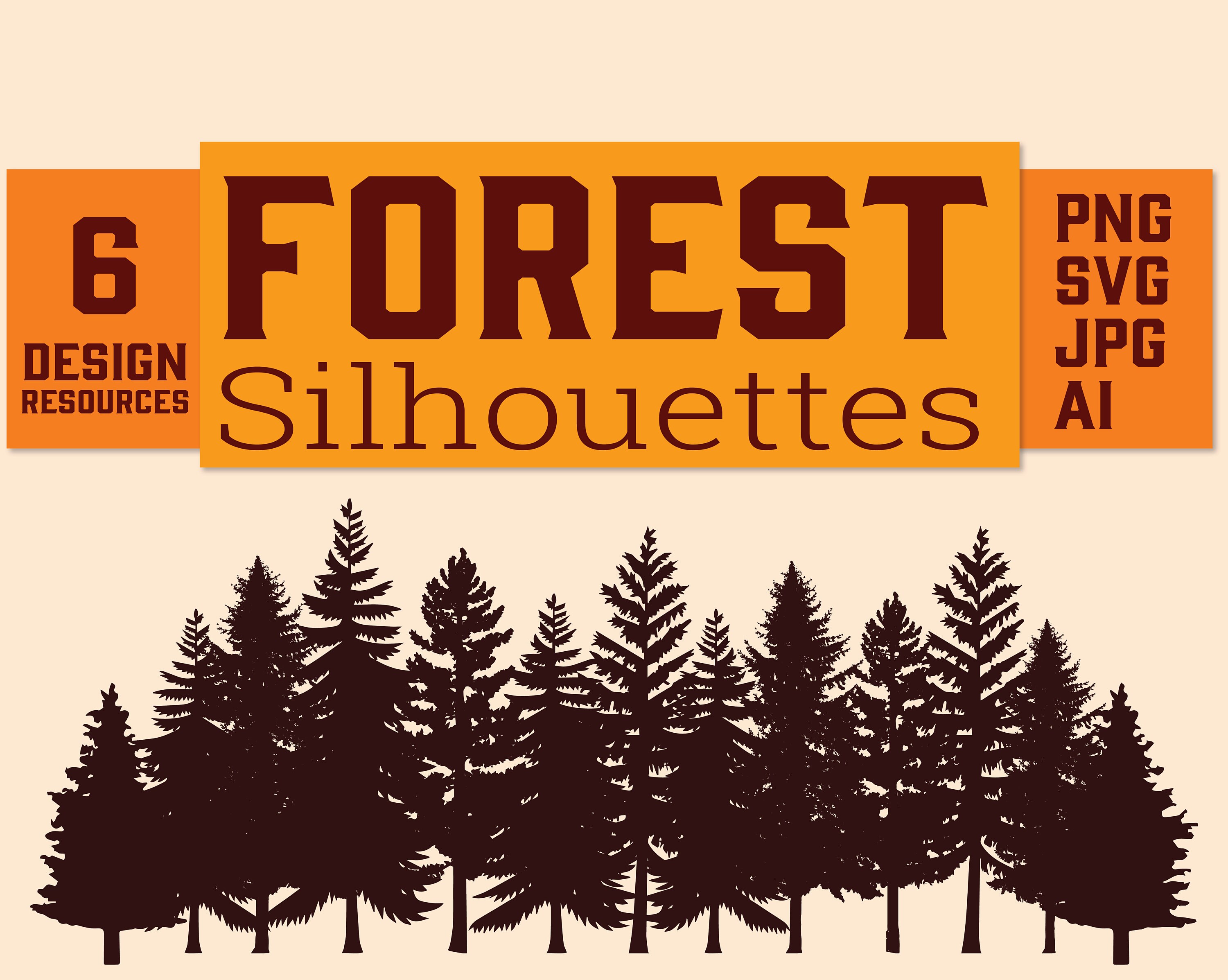 Forest Treeline Pack AI, PNG, SVG Files for Cricut / Silhouette, Design ...