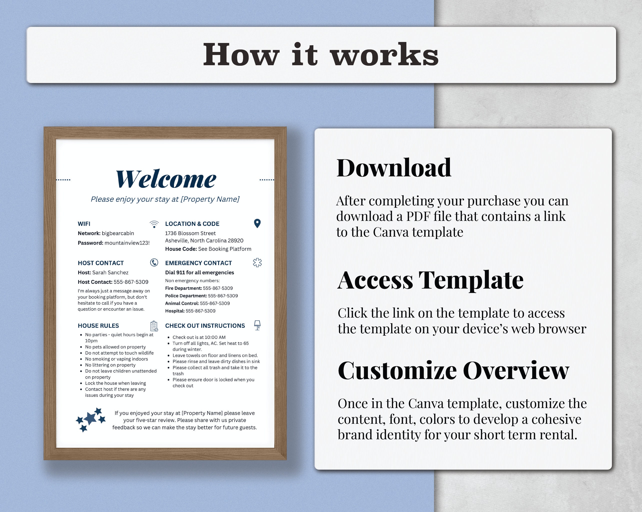 Airbnb Property Overview Sign Welcome Sign for Guests - Etsy